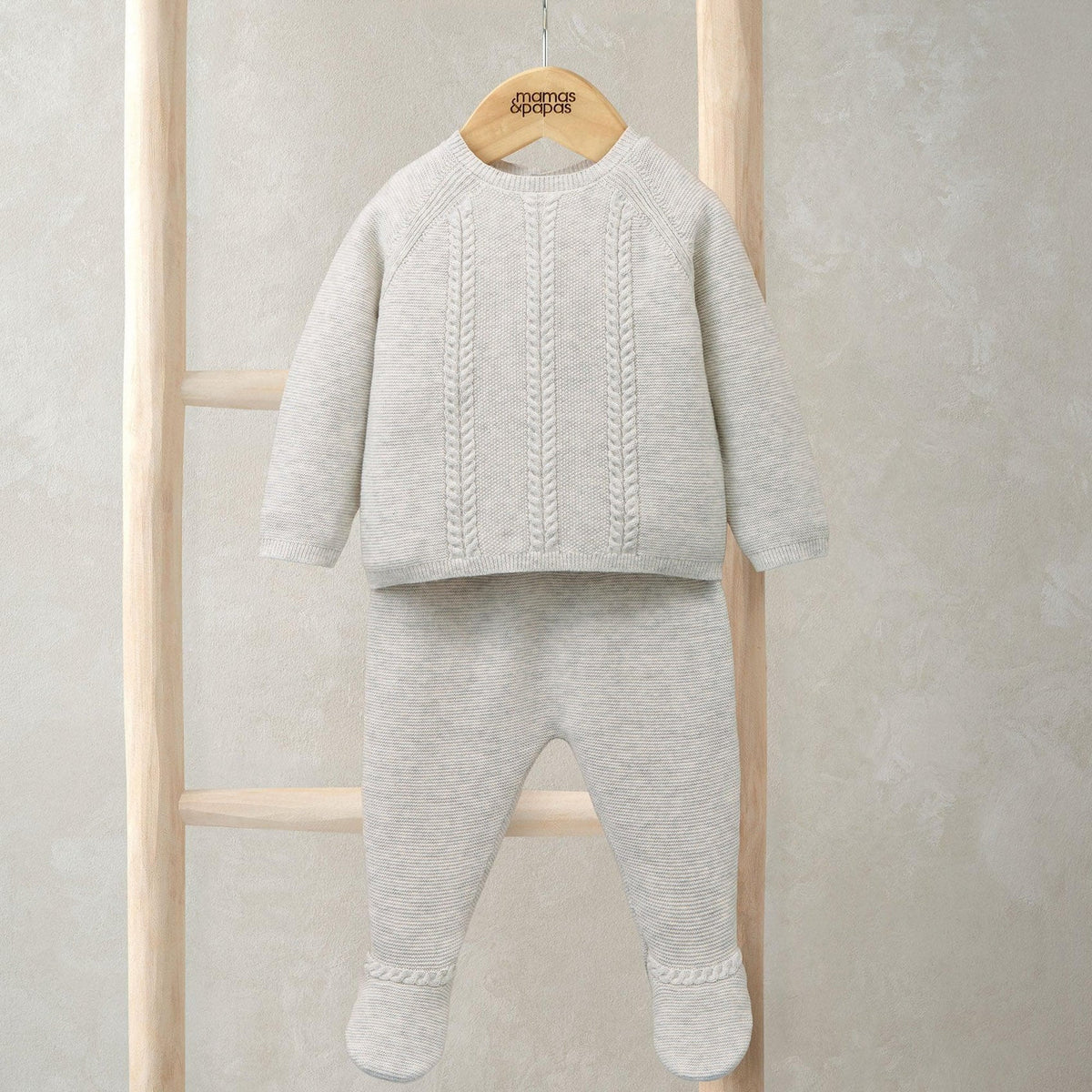 Mamas & Papas Grey Cable Knit Top & Bottoms Set – Millie & Ralph