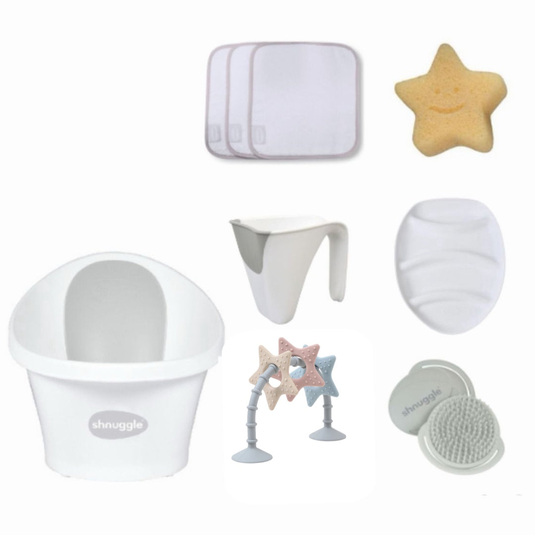 Shnuggle Baby Bath Essentials Bundle - White/Grey – Millie & Ralph